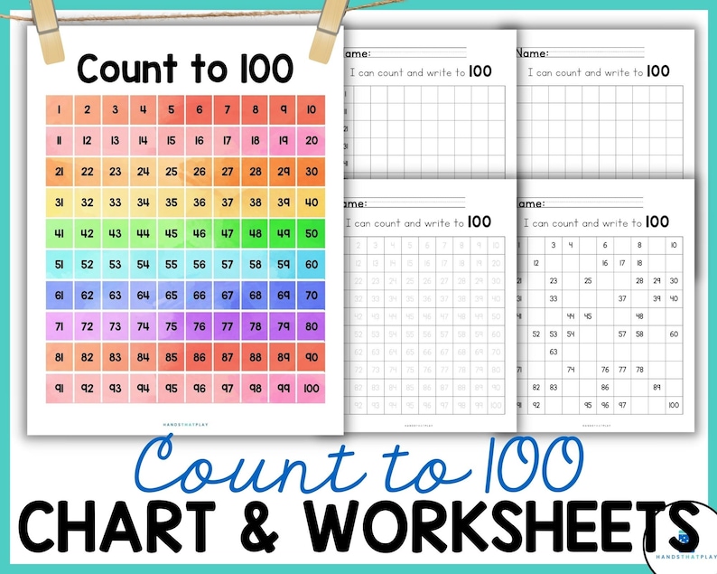 Count to 100 Chart and Counting Activity Sheets - Etsy