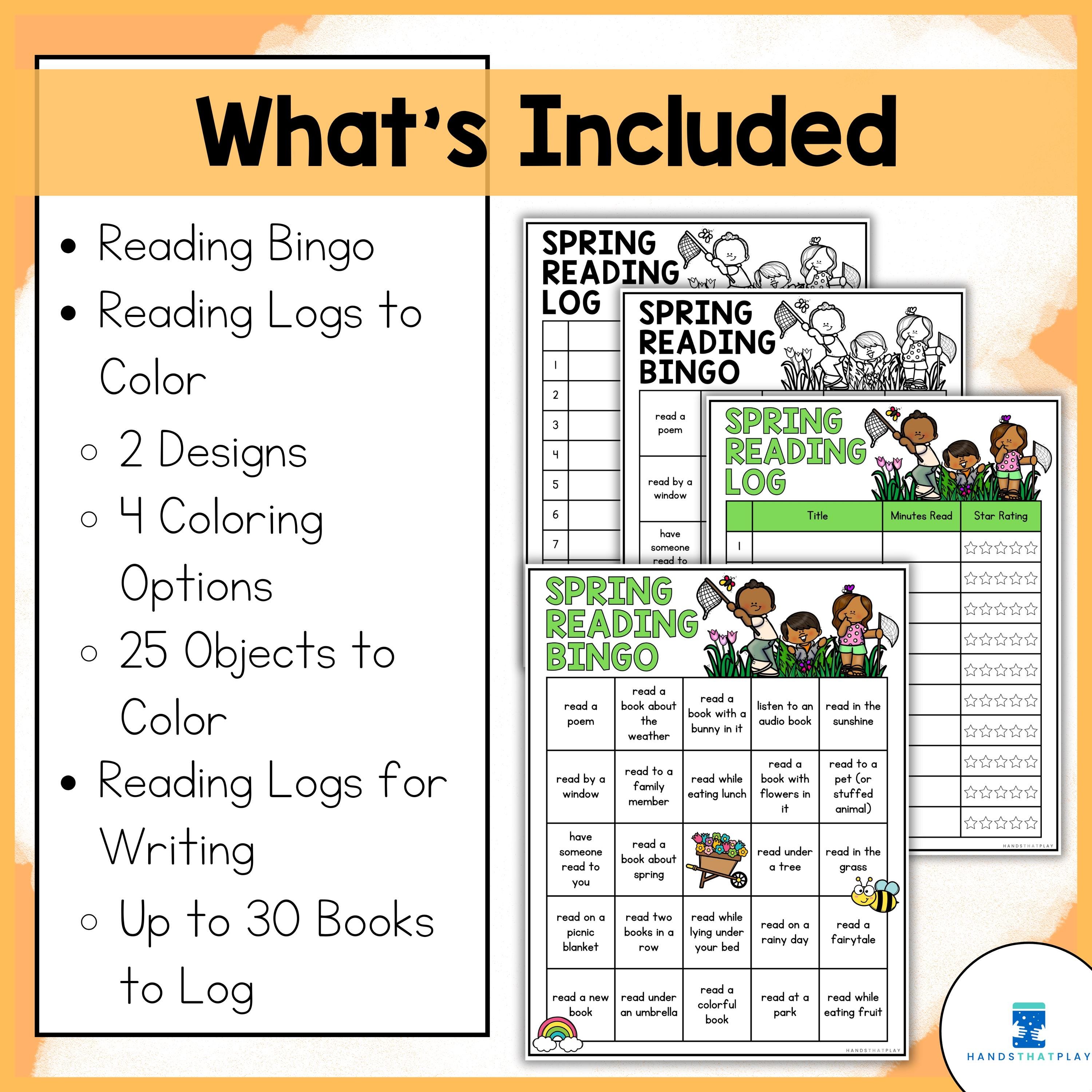 Spring Reading Log and Bingo Activity, Spring Reading Chart - Etsy