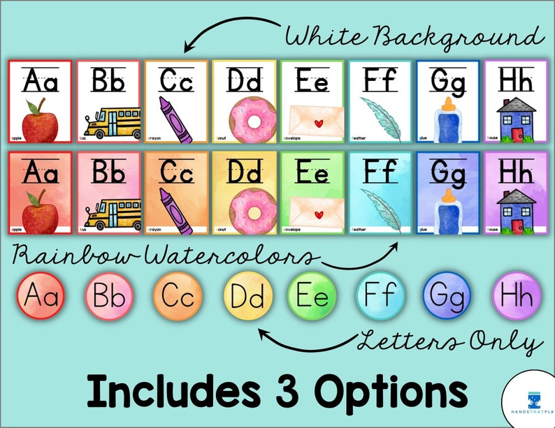 Alphabet Posters Letter Formation Rainbow Watercolors - Etsy