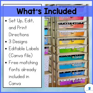 10 Drawer Cart Labels for the Classroom | Monochrome Rainbow Watercolor ...