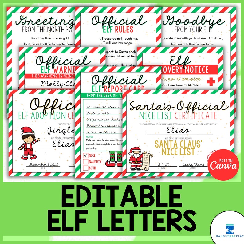 Editable Elf Letter and Certificate Bundle - Arrival, Goodbye, Adoption ...