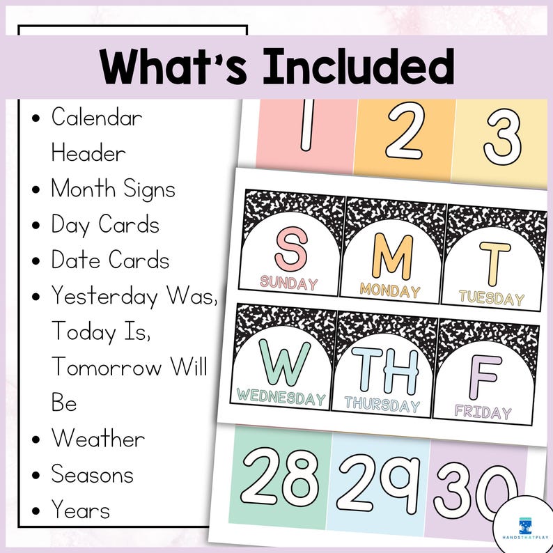 Pastel Classroom Calendar Pack | Pastel Prep Classroom Decor - Etsy