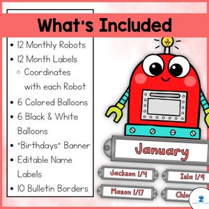 Birthday Bulletin Board and Banner | Robots| Bot Builders Classroom ...