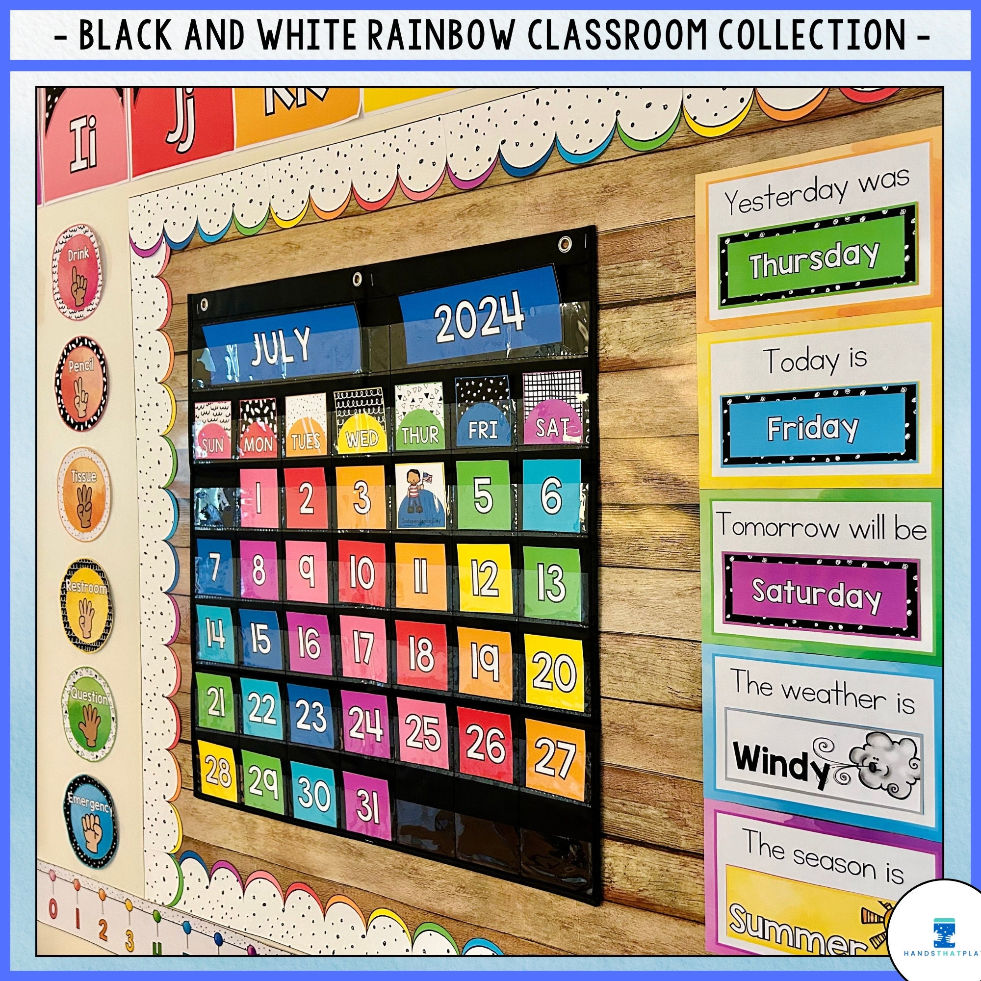 Black and White Rainbow Classroom Decor Bundle Monochrome Rainbow ...