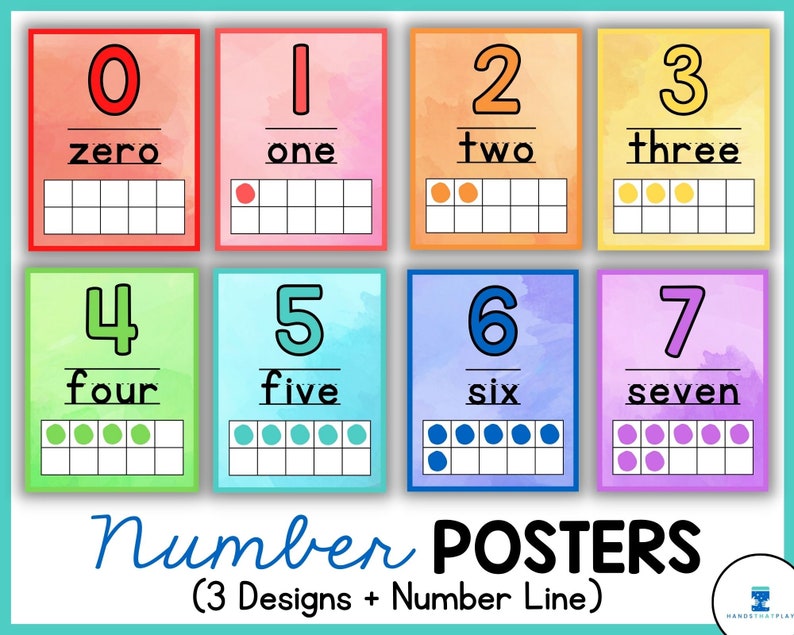 Number Posters Number Words Number Line Classroom Wall - Etsy