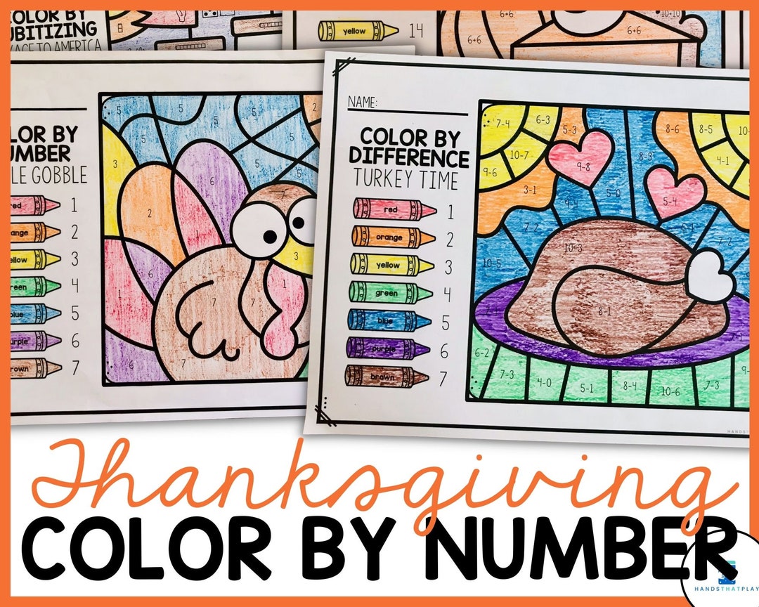 Thanksgiving Color by Number Coloring Pages Math within 10 - Etsy