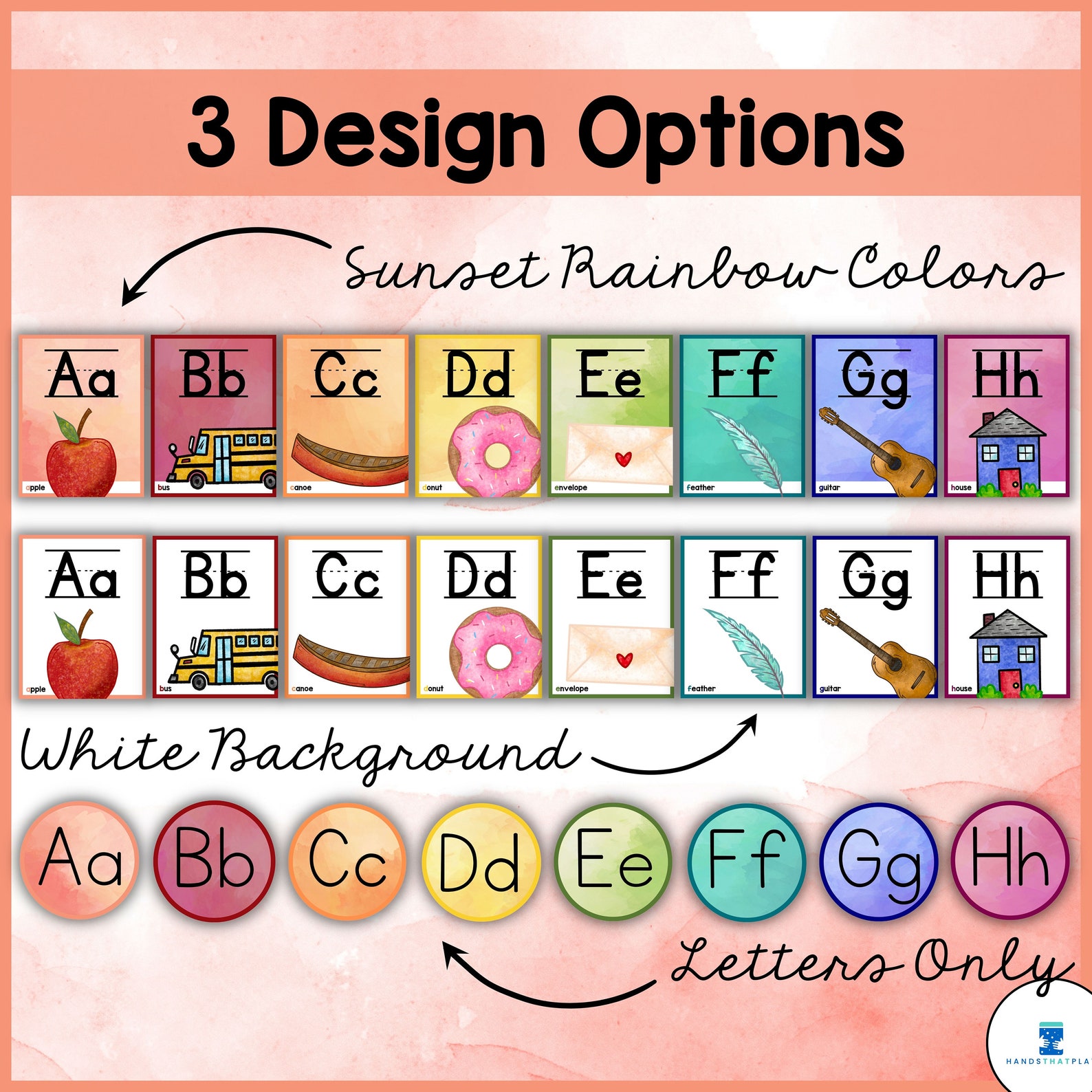 Alphabet Posters | Letter Formation | Sunset Rainbow Watercolors ...