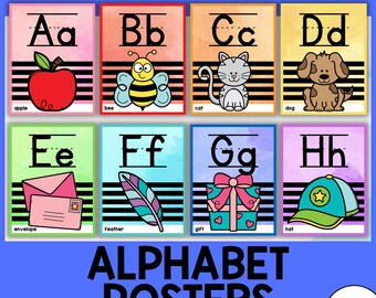 Cursive Alphabet Posters Rainbow Watercolor Classroom Decor - Etsy