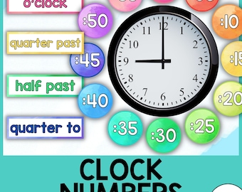 Clock Number Labels, Classroom Decor, Telling Time, Bee Theme, School ...