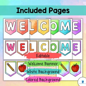 Editable Welcome Banner and Bunting Letters - Rainbow Watercolor ...