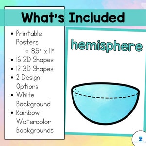 2D and 3D Shape Posters | Rainbow Watercolors | Classroom Decor - Etsy