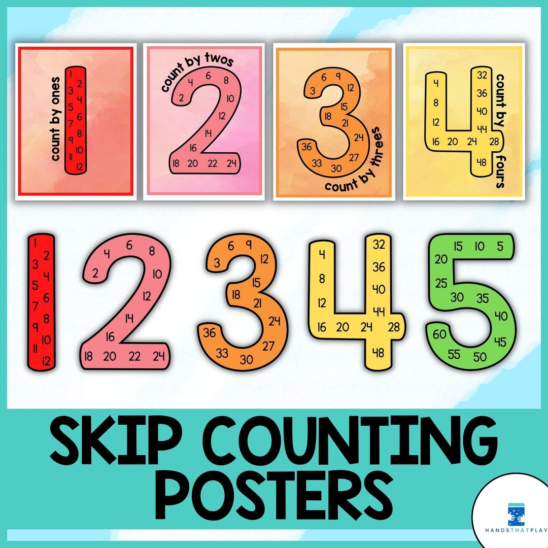 Skip Counting Number Posters | Skip Counting Chart | Rainbow Classroom ...
