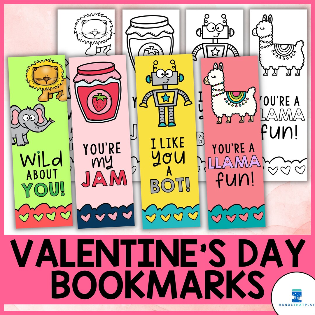Valentine's Day Bookmarks - Valentine Favors, Cards, Classroom Gifts - Etsy