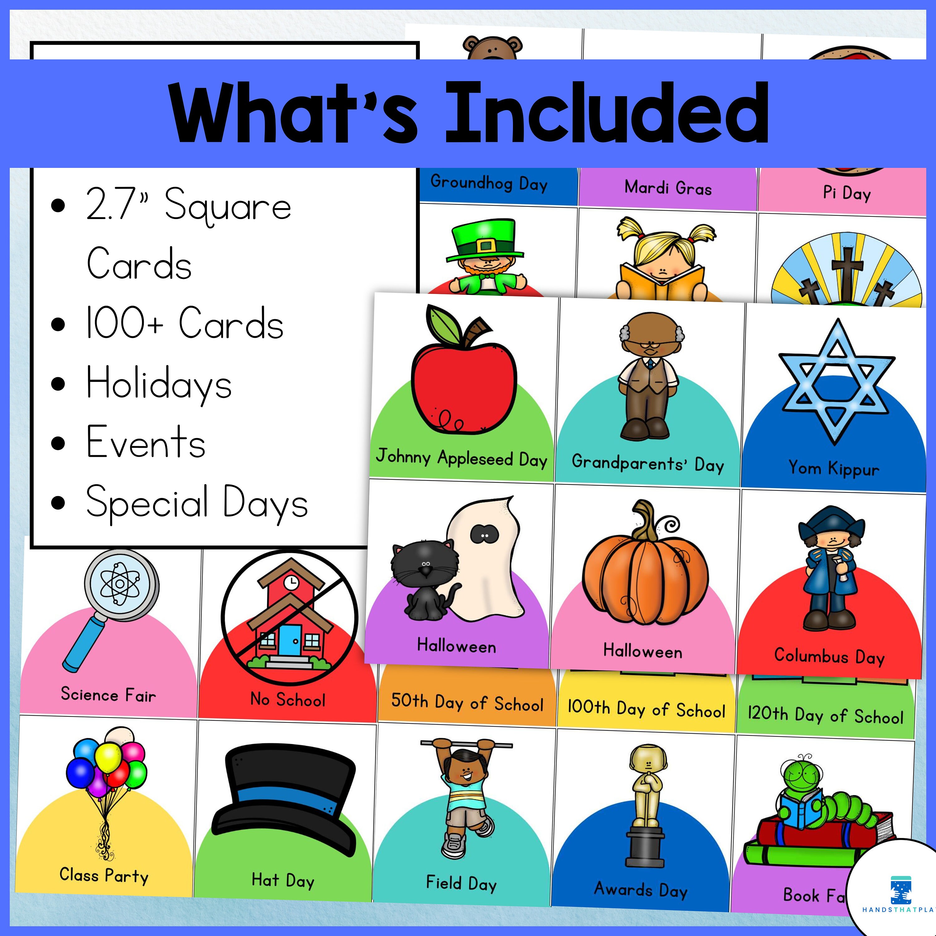 Pocket Chart Calendar Cards | Holiday and Events | Colorful Pocket ...