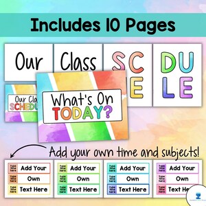 Daily Class Schedule Cards - Editable - Rainbow Watercolor Classroom ...