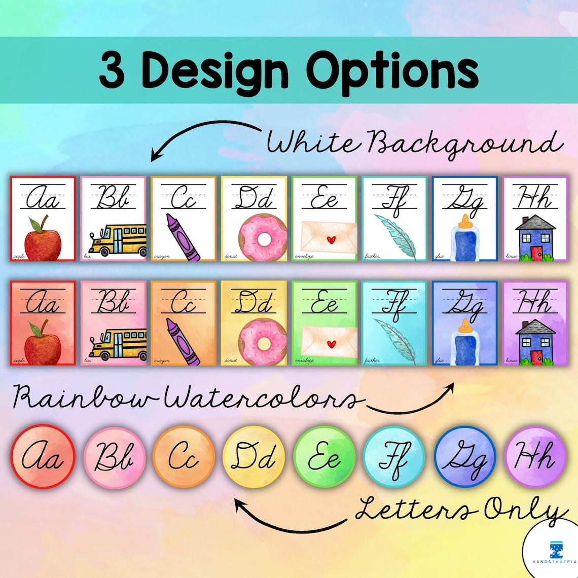 Cursive Alphabet Posters - Rainbow Watercolor Classroom Decor - Etsy