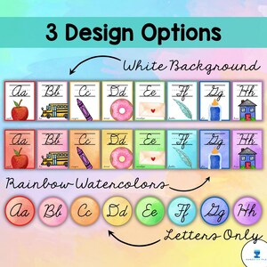 Cursive Alphabet Posters - Rainbow Watercolor Classroom Decor - Etsy