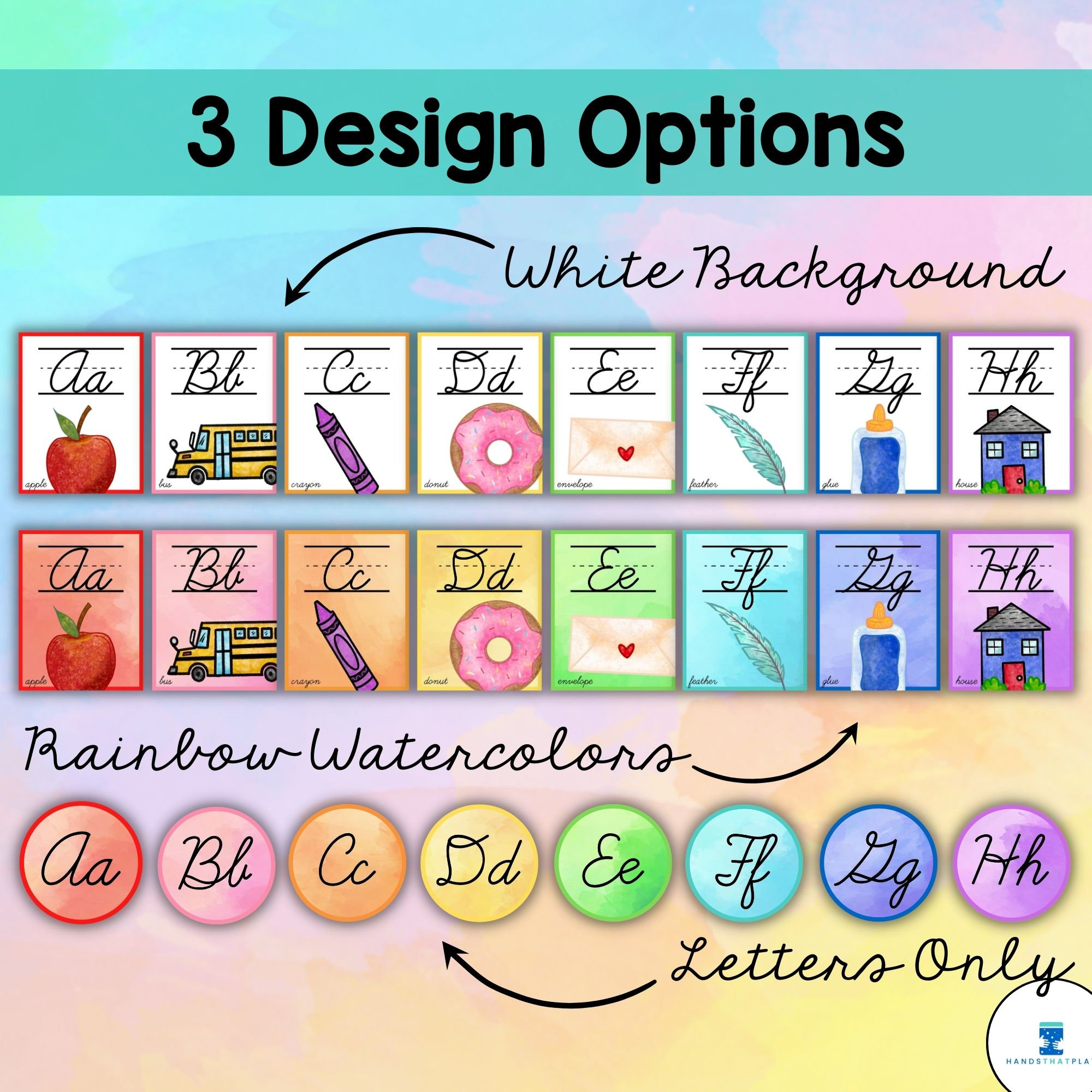 Cursive Alphabet Posters - Rainbow Watercolor Classroom Decor - Etsy