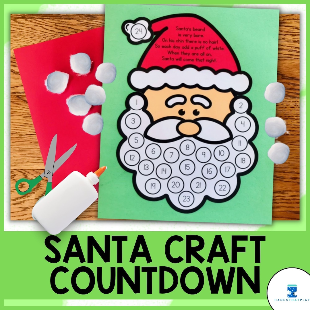 Christmas Activity - Santa Beard Craft and Advent Countdown - Etsy