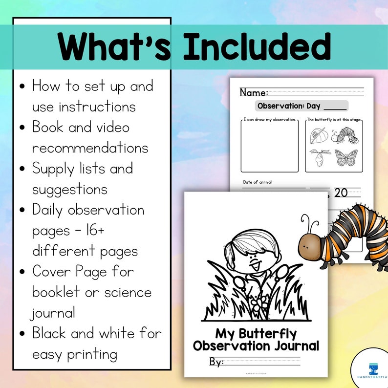 Butterfly Observation Journal - Life Cycle: Caterpillar to Butterfly - Etsy