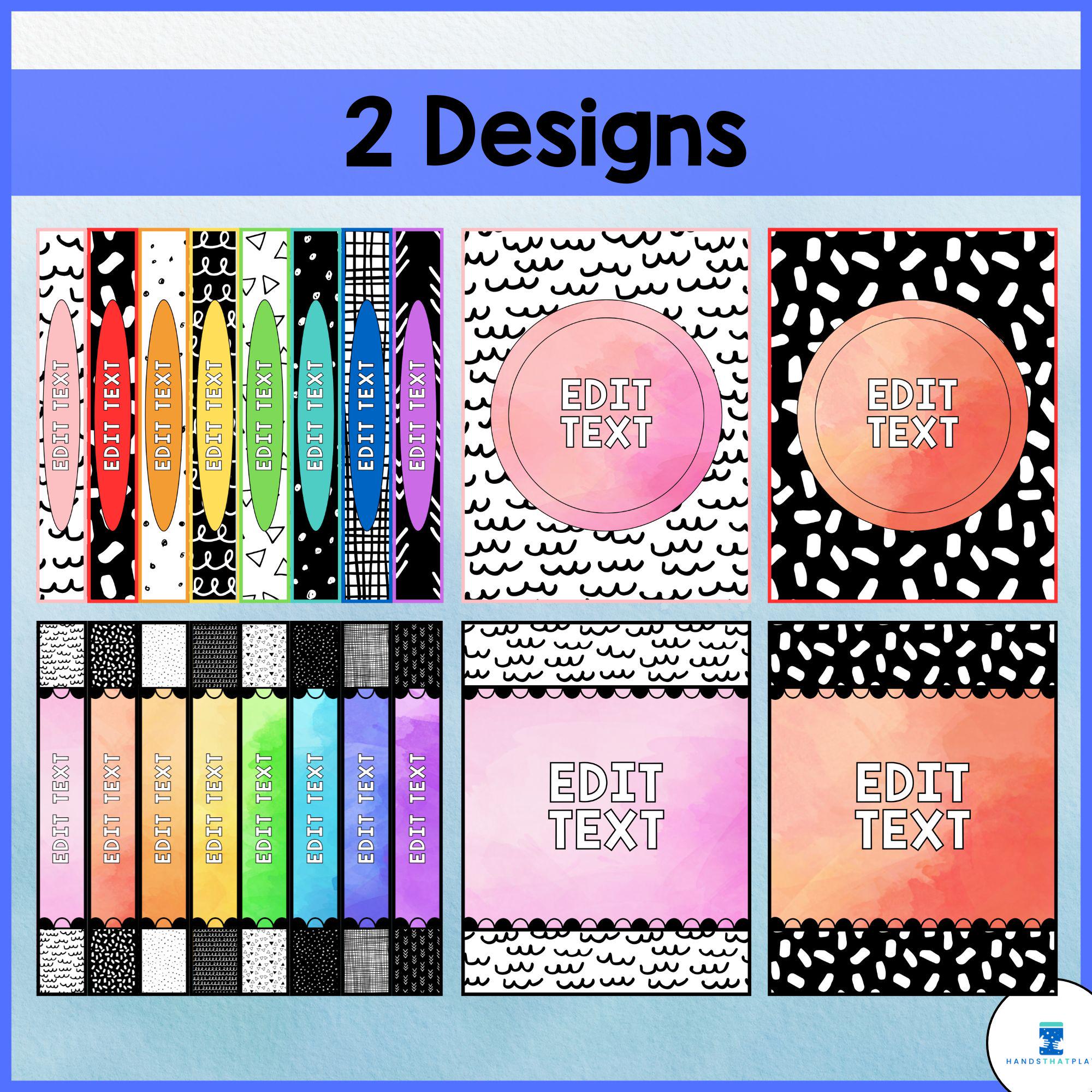 Spine and Binder Covers | Monochrome Rainbow Watercolor | Classroom ...
