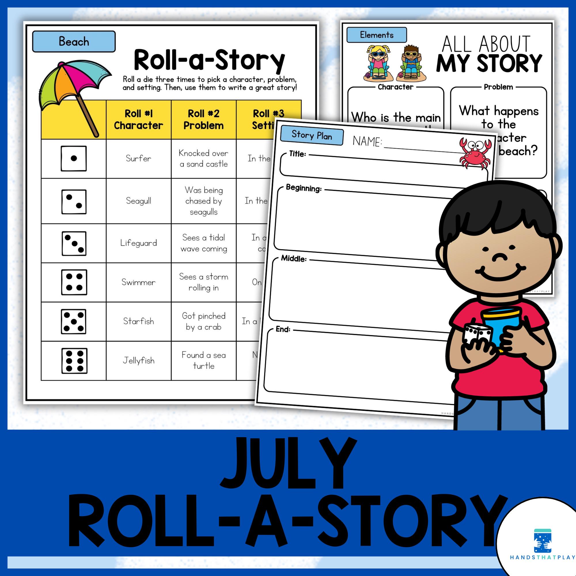 Roll a Story Writing Prompts - July, Patriotic, Beach - Etsy
