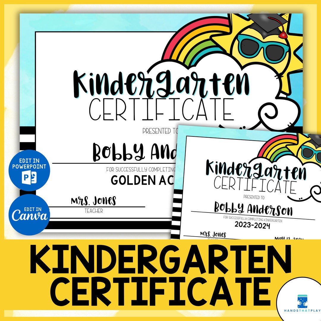 Kindergarten Certificates - Editable Future is Bright Completion ...