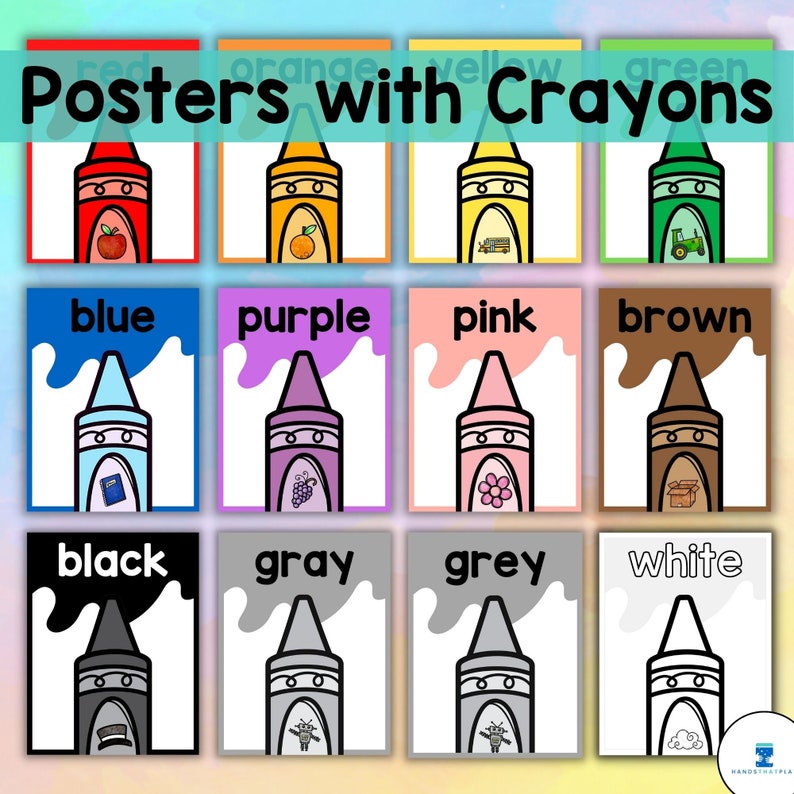 Color Posters Rainbow Watercolors Colorful Classroom Decor - Etsy