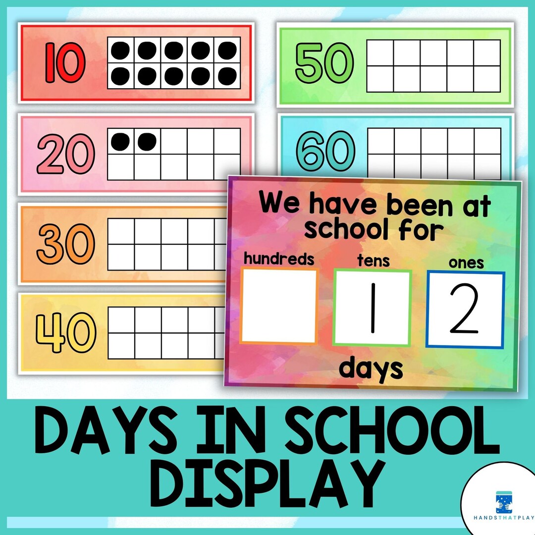 Days At/in School Display | 100 Days of School | Rainbow Watercolors ...
