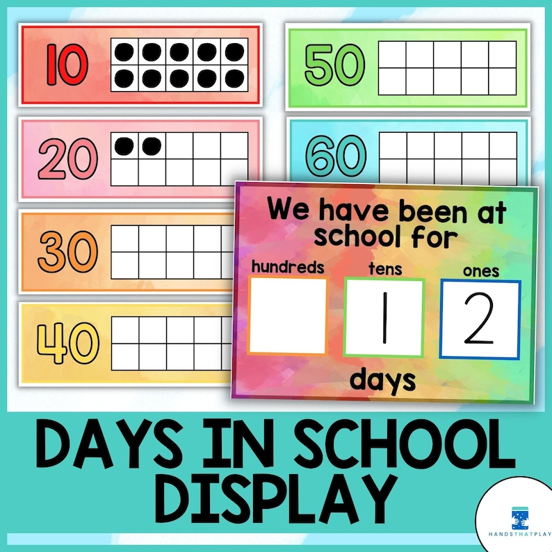Days At/in School Display | 100 Days of School | Rainbow Watercolors ...