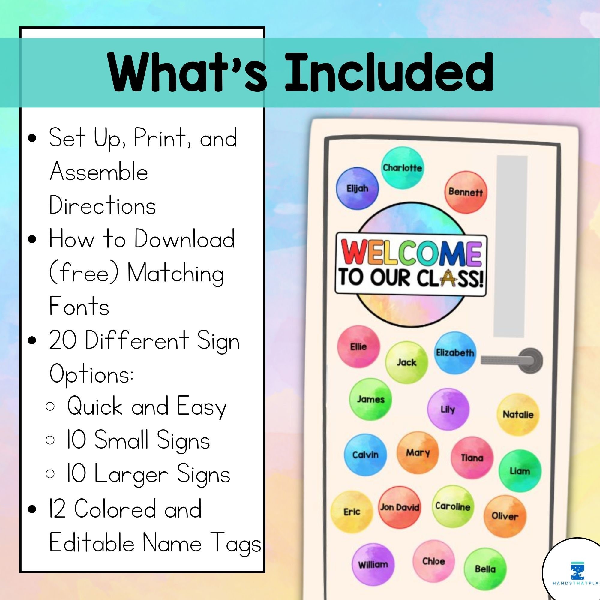 Welcome Sign Door Display - Rainbow Watercolors Classroom Decor - Etsy