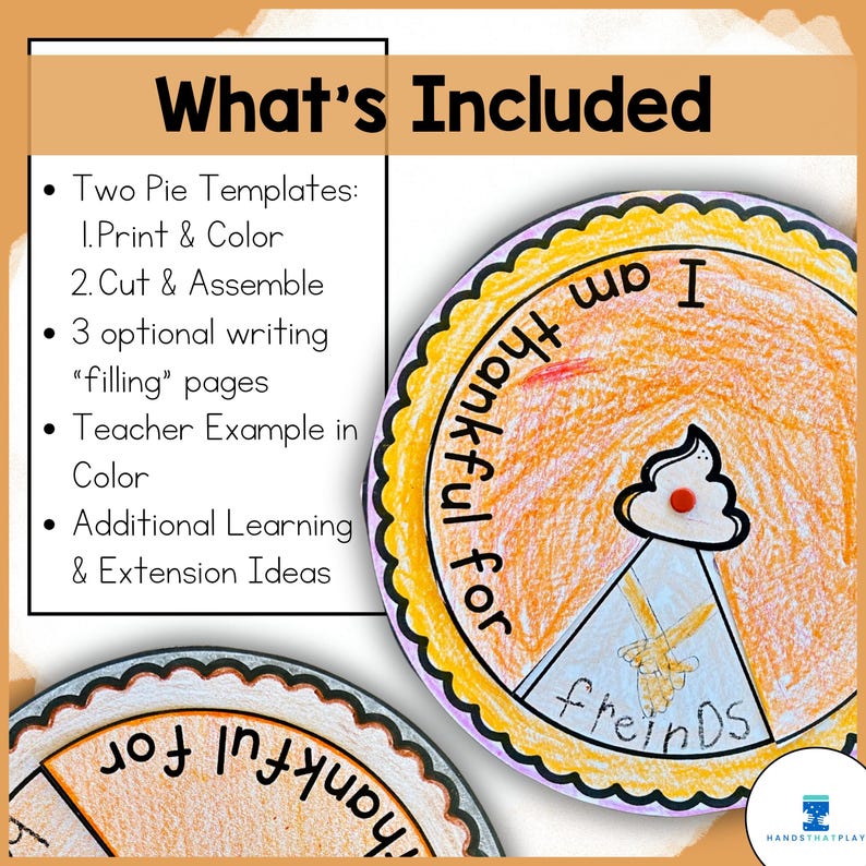Thanksgiving Pie Spinner Craft | Thankful Writing Activity - Etsy