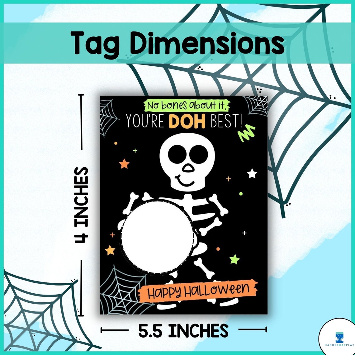 Halloween Favor Tags No Bones About It, You're DOH Best Play Dough Tags ...