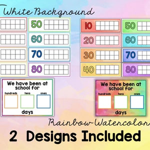 Days At/in School Display | 100 Days of School | Rainbow Watercolors ...
