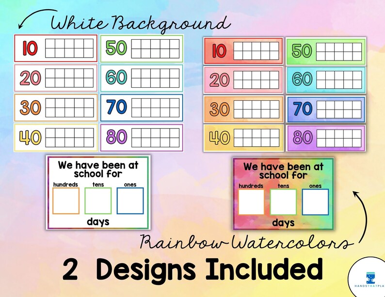Days At/in School Display 100 Days of School Rainbow Watercolors ...