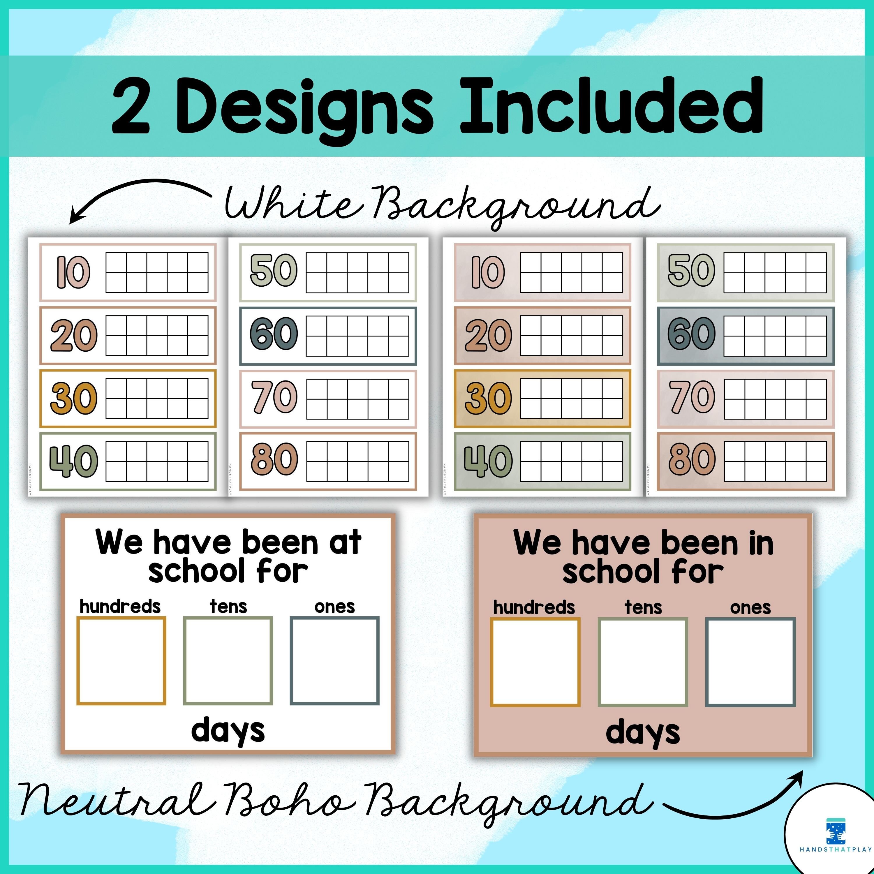 Days At/in School Display 100 Days of School Neutral Boho Homeschool ...