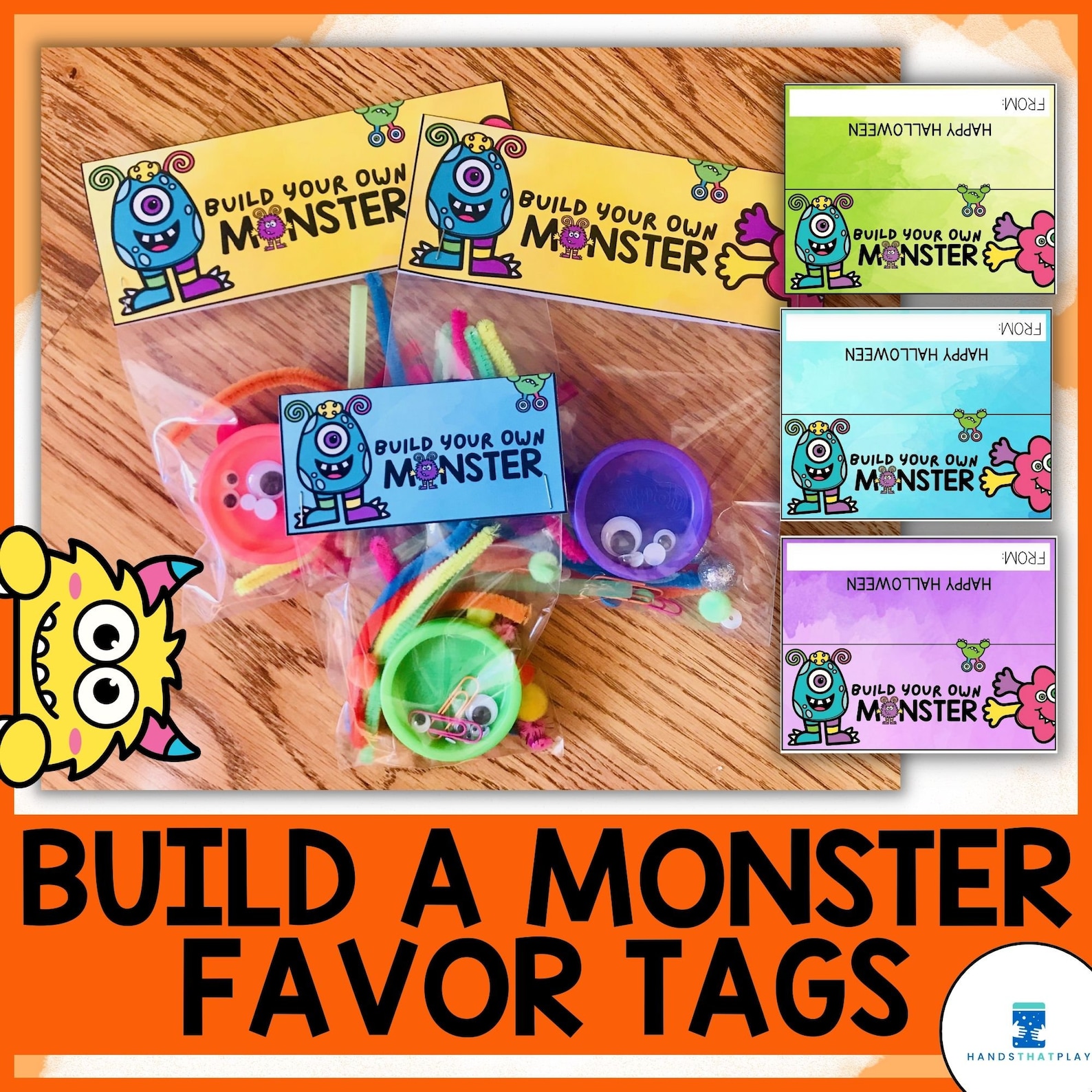 Halloween Favor Tags DIY Build a Monster Bag Toppers - Etsy
