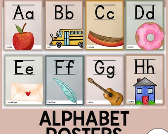 BEACHY BOHO Alphabet Posters, Classroom Letters Display, Letter ...