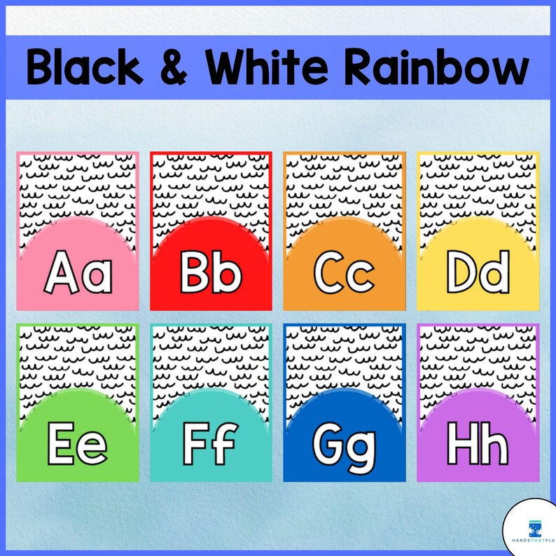 Alphabet Posters | Black and White Rainbow | Alphabet Line | Alphabet ...