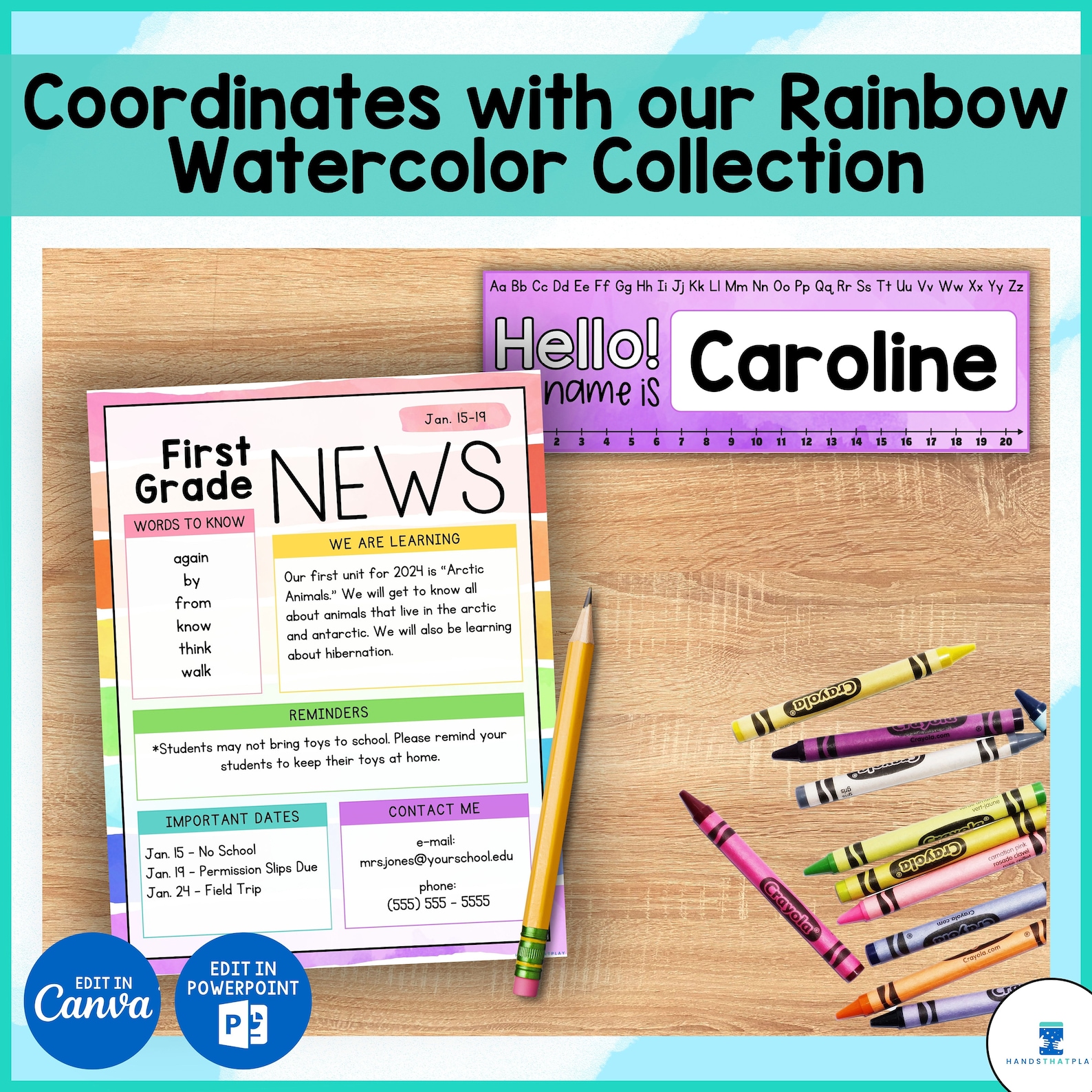 Editable Classroom Newsletter Templates - Rainbow Watercolor Decor - Etsy
