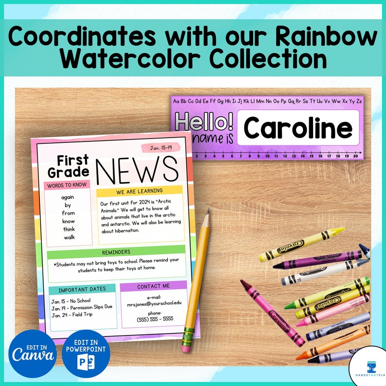 Editable Classroom Newsletter Templates - Rainbow Watercolor Decor - Etsy