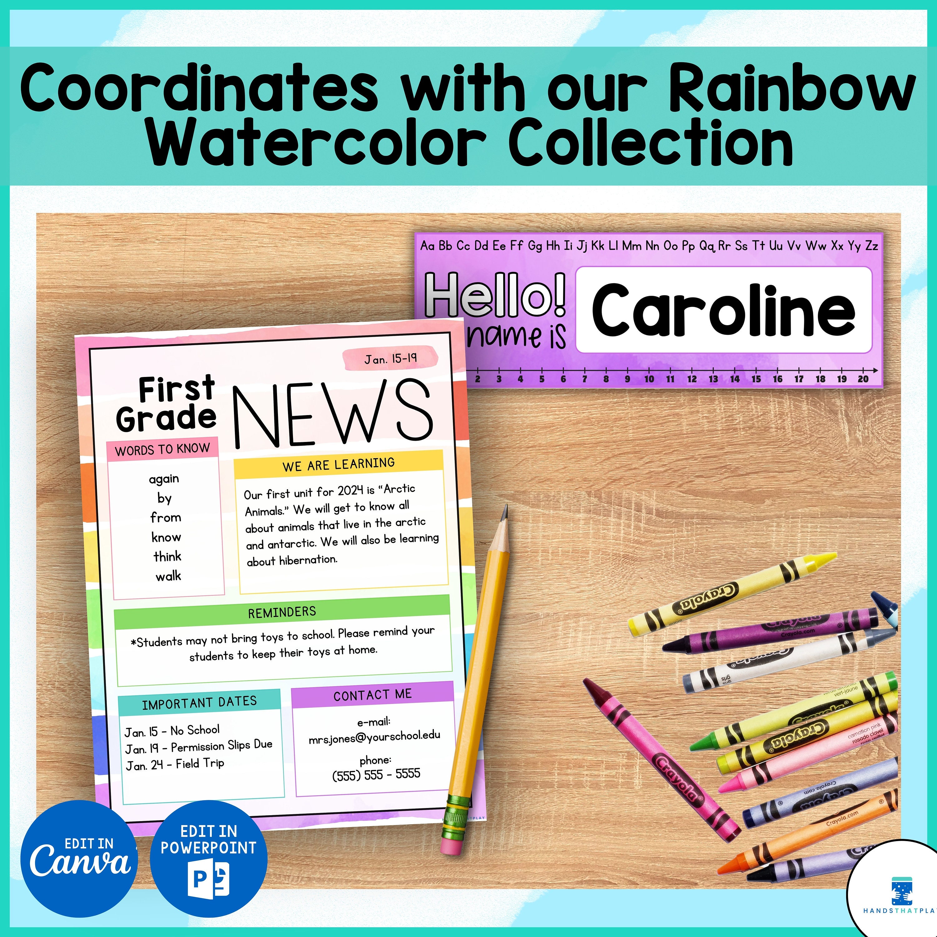 Editable Classroom Newsletter Templates - Rainbow Watercolor Decor - Etsy
