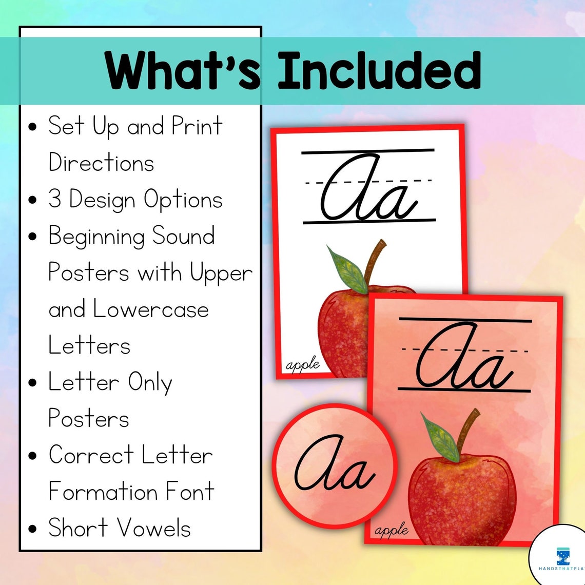 Cursive Alphabet Posters - Rainbow Watercolor Classroom Decor - Etsy