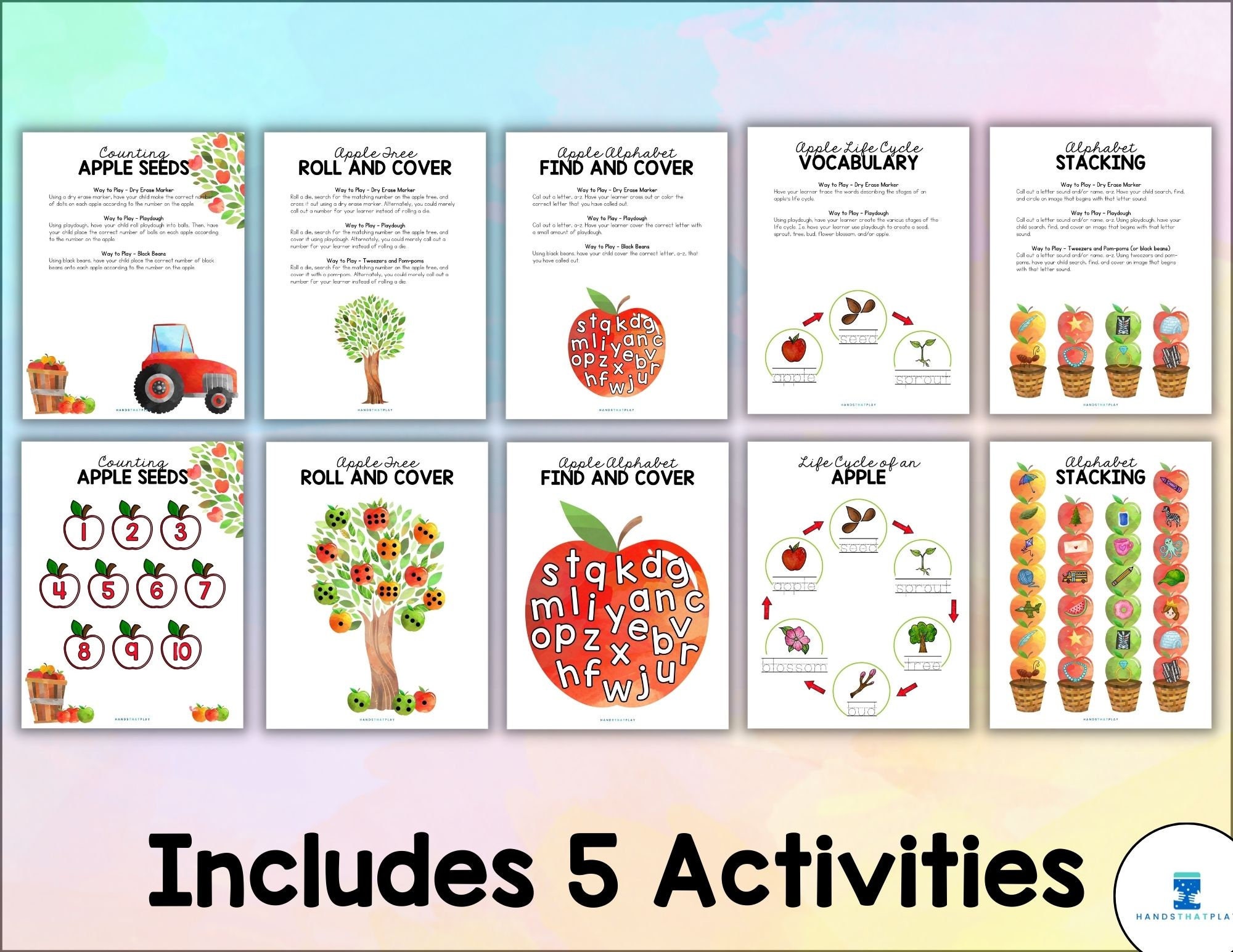 Apple Orchard Activity Pages, No-prep Preschool and Kindergarten ...
