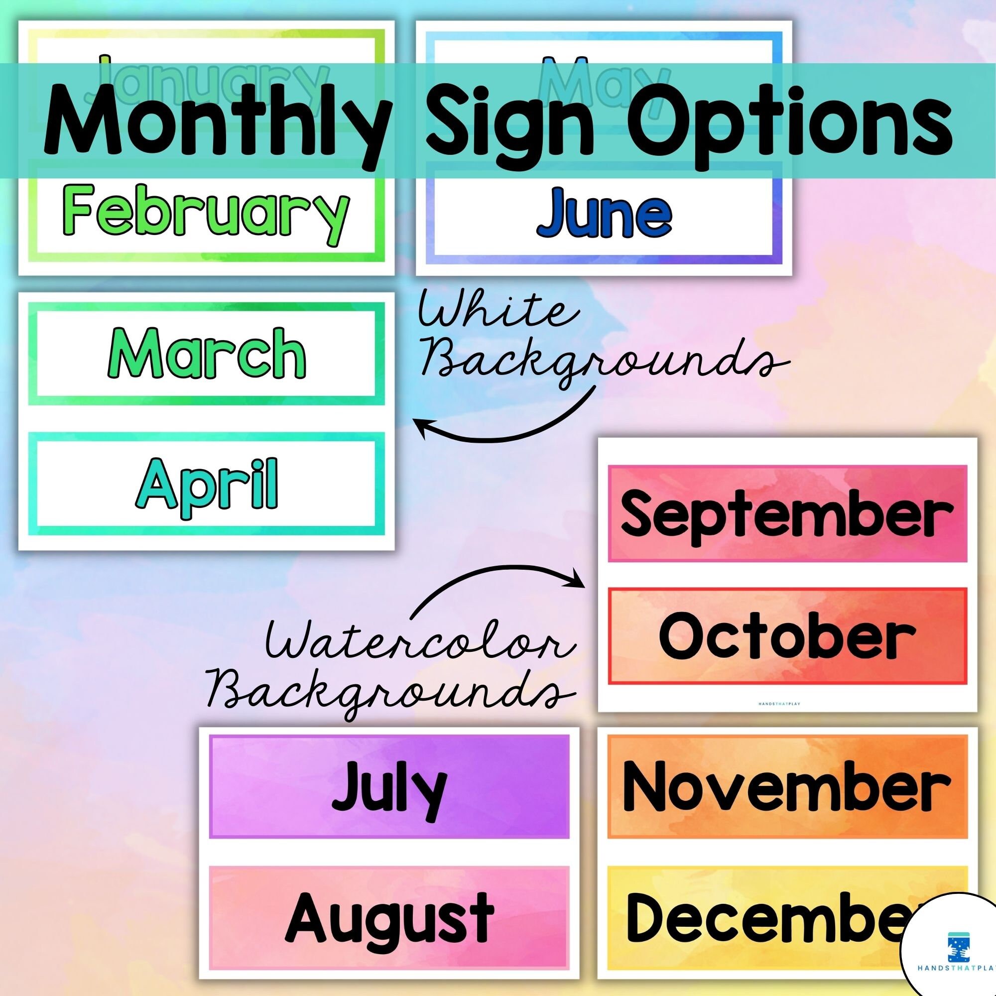 Classroom Calendar Set Rainbow Watercolor Colorful Classroom Decor - Etsy