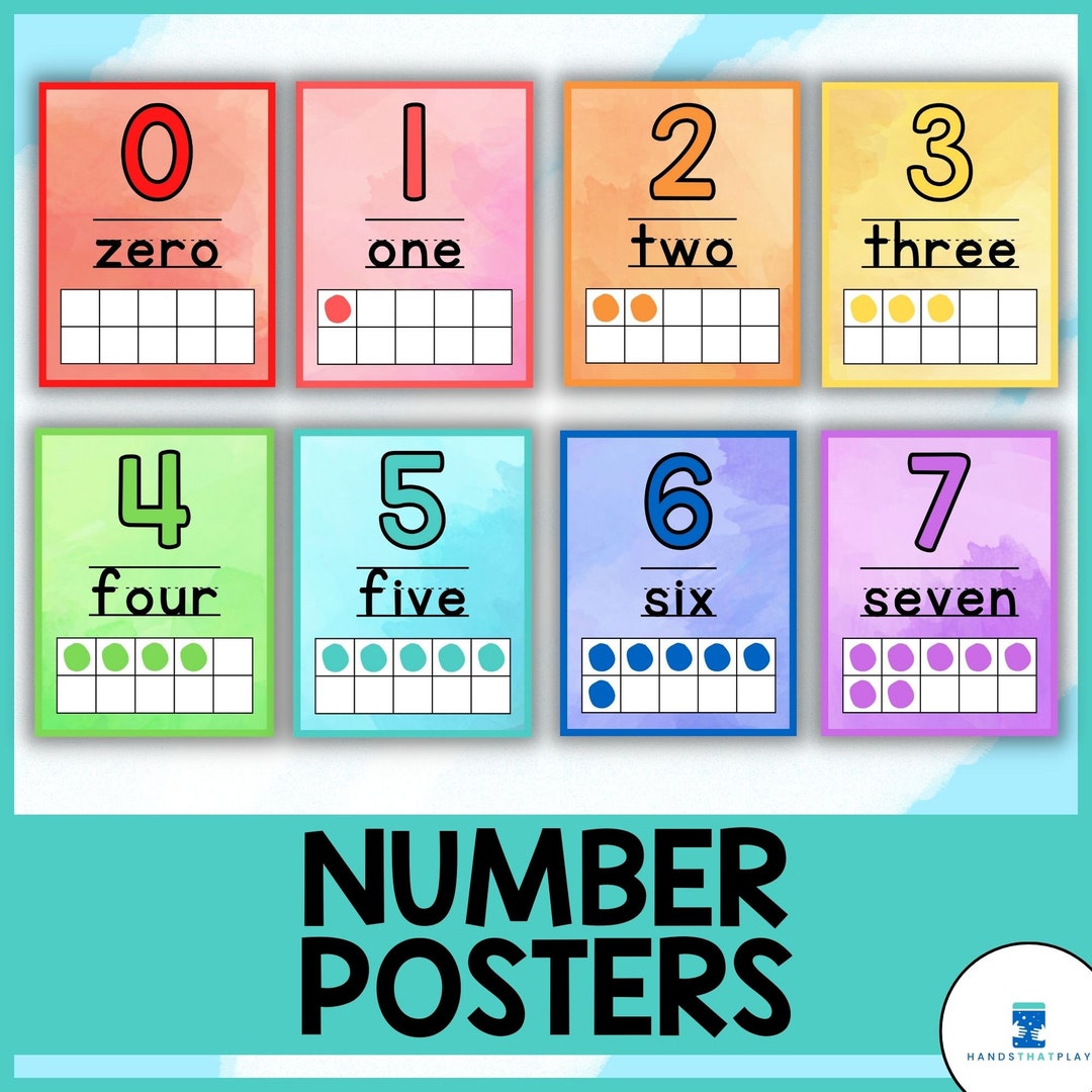 Number Posters Number Words Number Line Classroom Wall Decor Etsy