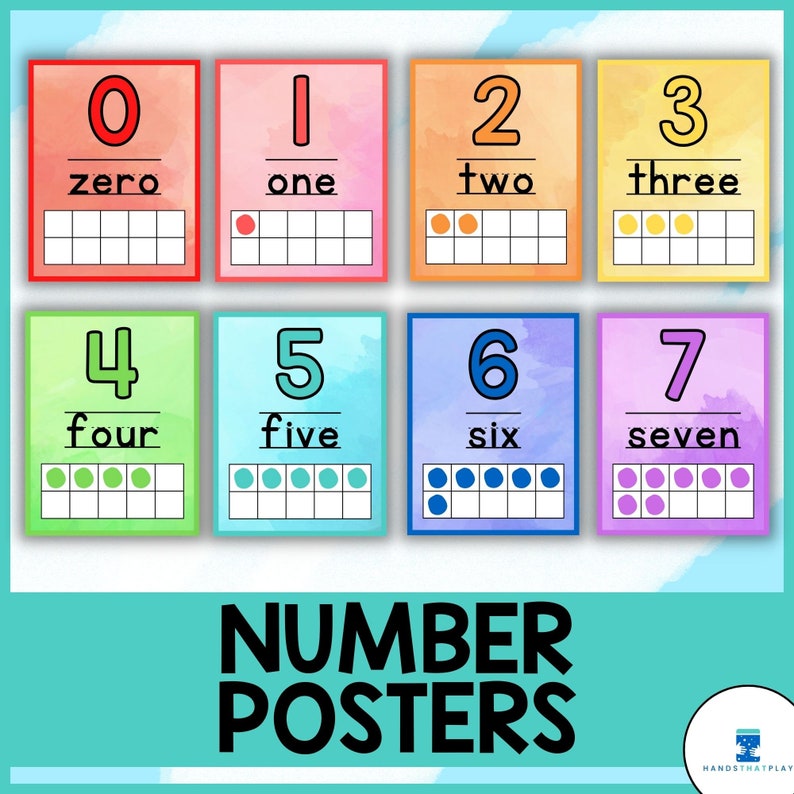 Number Posters | Number Words | Number Line | Classroom Wall Decor - Etsy