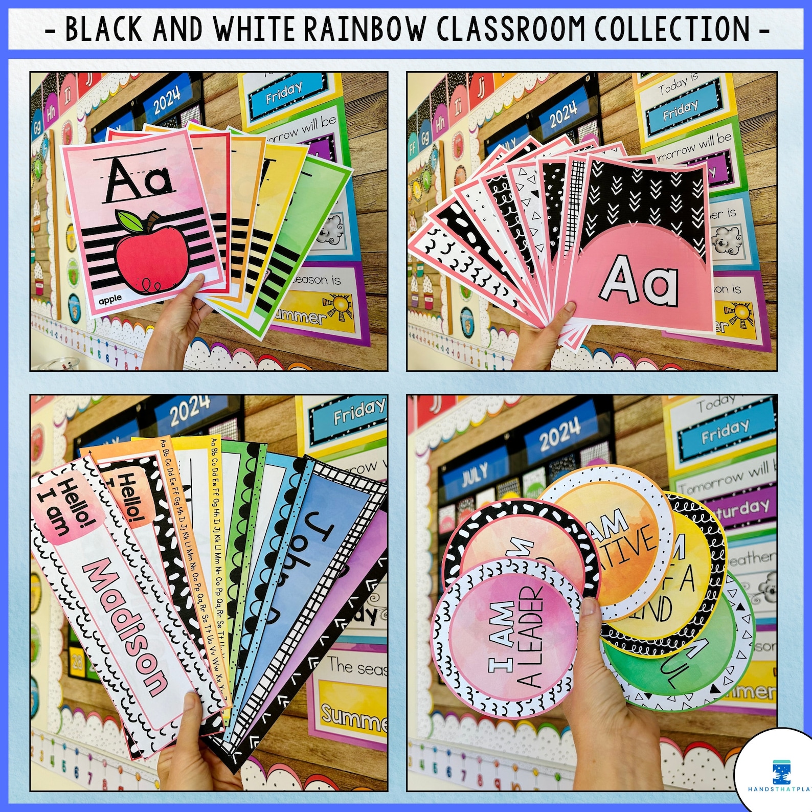 Black and White Rainbow Classroom Decor Bundle | Monochrome Rainbow ...