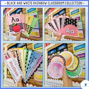 Black and White Rainbow Classroom Decor Bundle | Monochrome Rainbow ...
