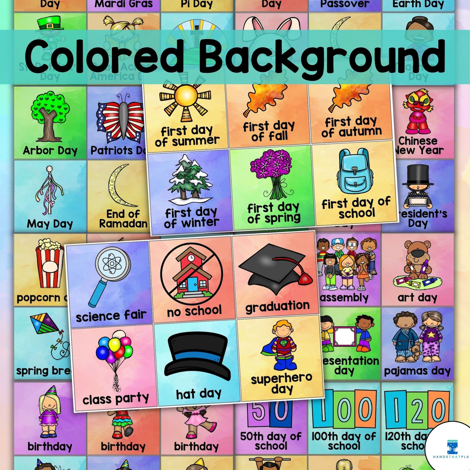 Calendar Pocket Chart Cards | Holiday and Events | Watercolor Classroom ...